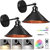 NIORSUN Battery Operated Wall Sconce Set of 2,Black Rechargeable Wall Lights with 5200mAh ...