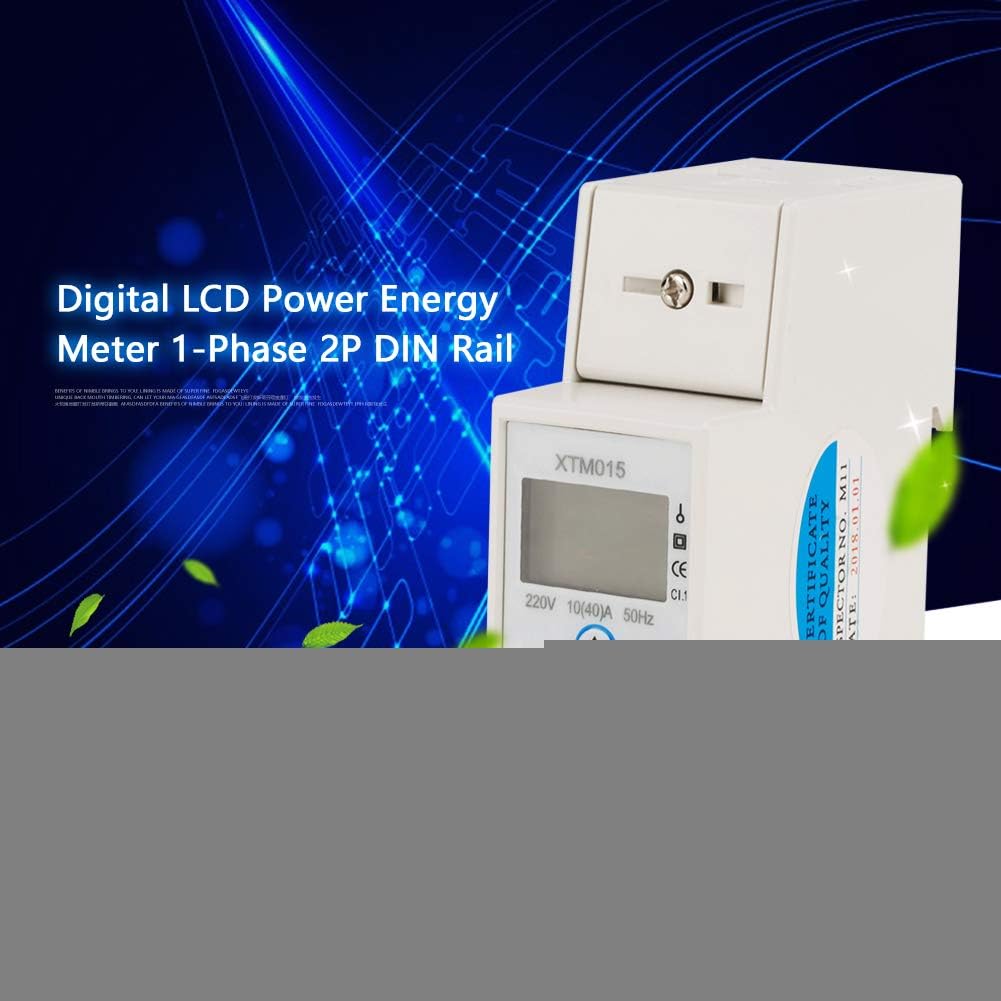 LCD Digital Electricity Meter Single Phase Wattmeter for DIN Rail, 2P ...