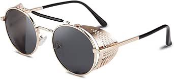 Amazon.com: FEISEDY Steam Punk Sunglasses for Men Women Side Shield Round Steampunk Vintage ...