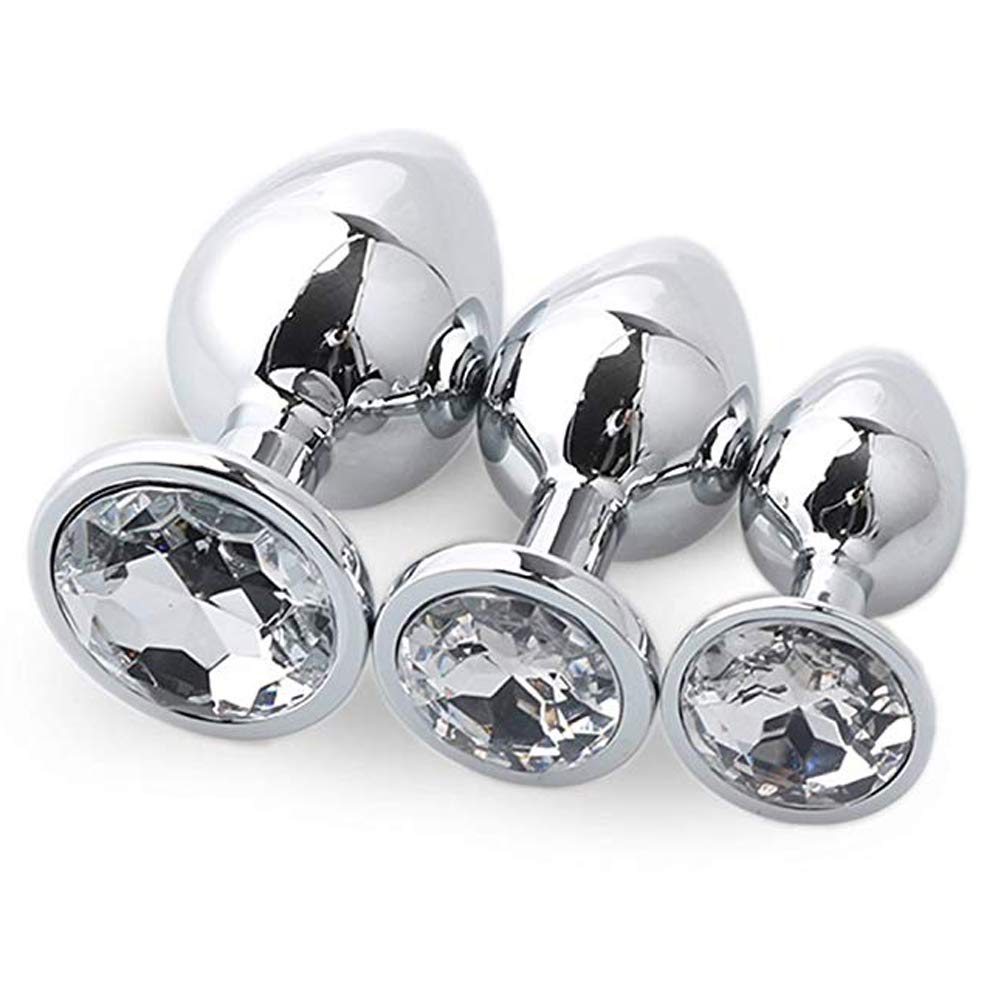 3pcs Stainless Steel Jeweled Sexy Stimulation Toys For Adult （white） Fashion 