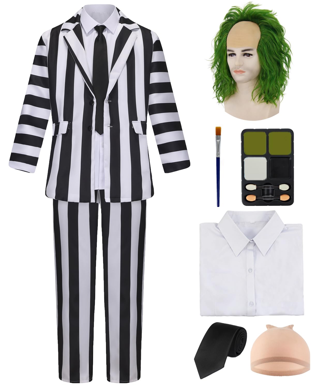 Black and White Striped Suit Men Scary Halloween Costumes Adult Horror ...
