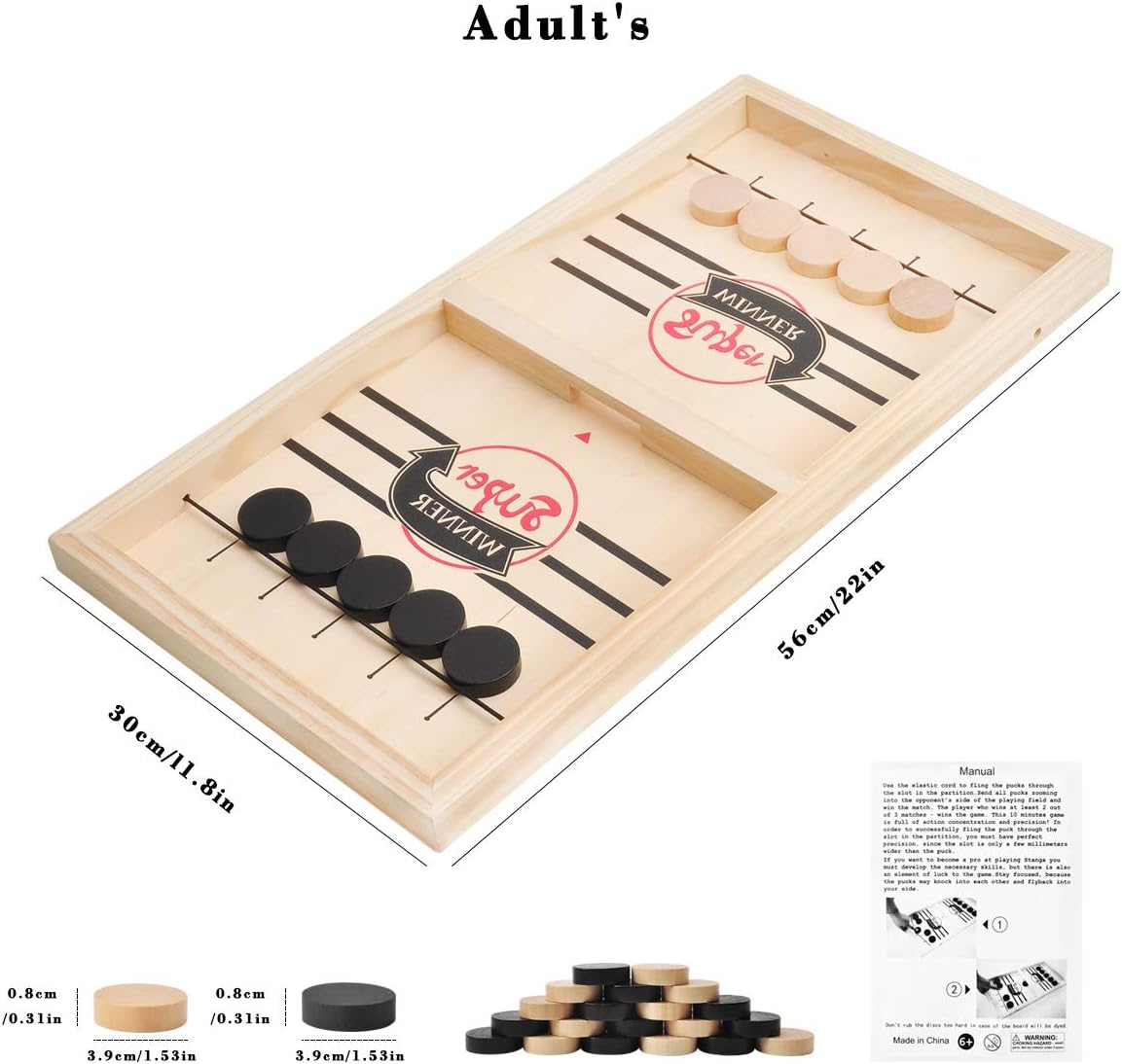 MOMSIV Fast Sling Puck Game, Funny Wooden Paced Sling Puck Winner Board ...