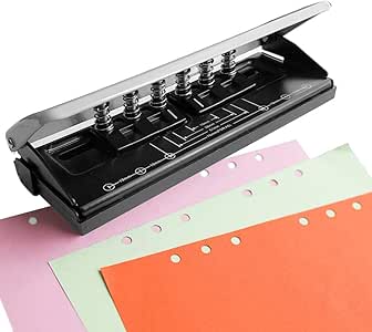 Amazon.com : Adjustable Metal 6-Hole Punch with Positioning Mark, Daily ...