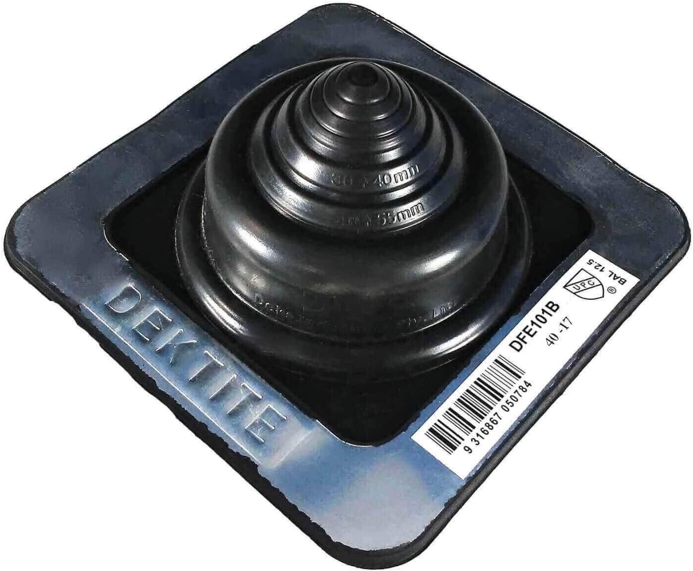 DEKTITE #1 (DFE101B) Square Black EPDM Flexible Pipe Flashing, Roof ...