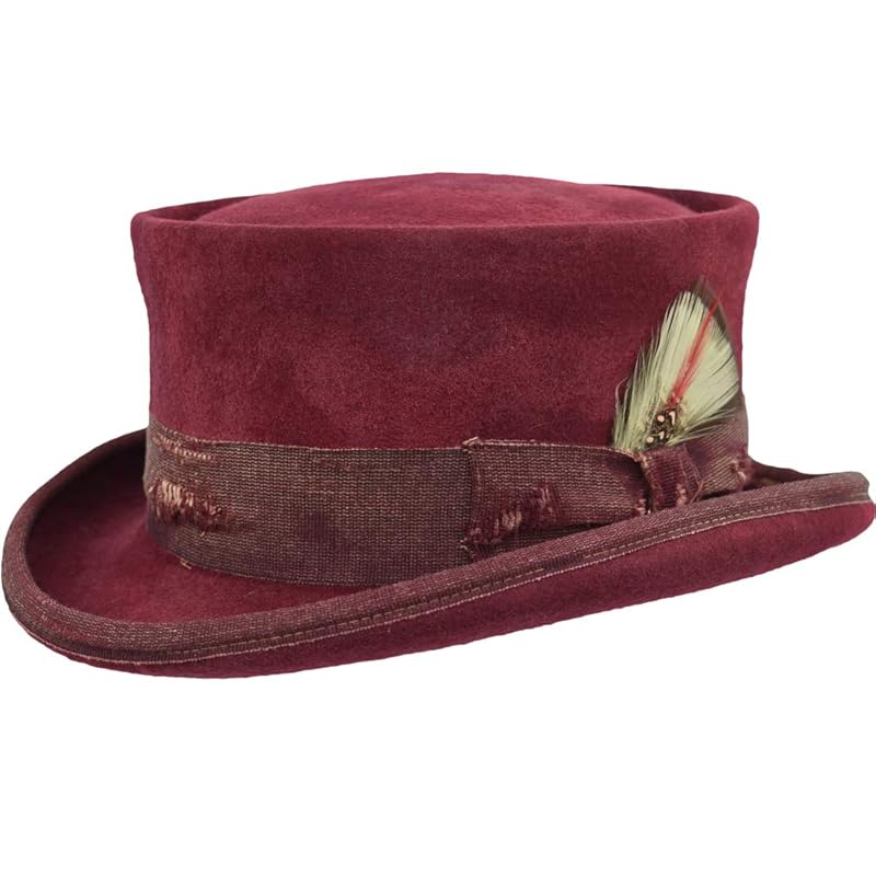 Melegari Western Desert Rat Aged Top Hat Bordeaux: Amazon.co.uk: Handmade