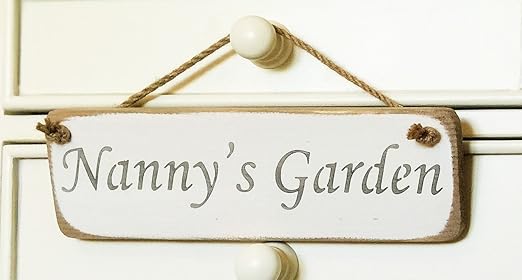 NANNYS GARDEN SIGN - Nanny Present Gift Hanging Solid Wood Home Decor ...