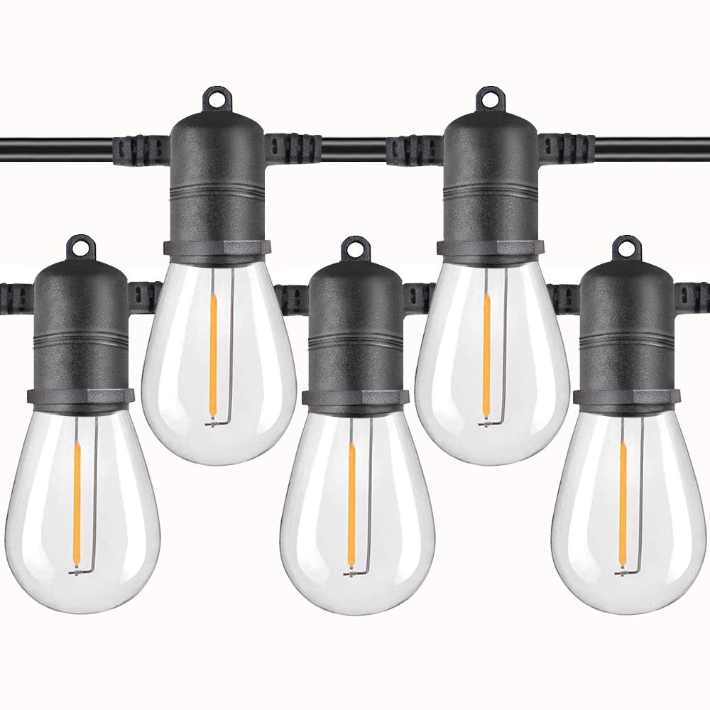 GUDDL Solar Outdoor String Lights, 63 FT, Waterproof with 20 S14 Bulbs ...
