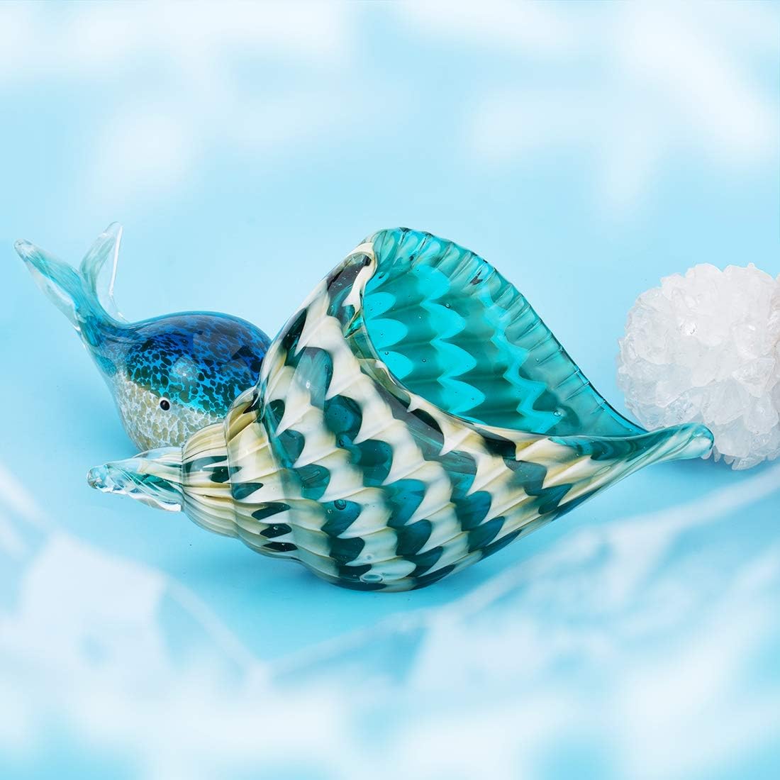 H&D HYALINE & DORA Art Glass Conch Sea Shells figurines Hand Blown ...