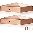Tandefio 2 Pcs 6x6'' (Actual 5.5x5.5'') Solid Copper Post Caps Fence ...