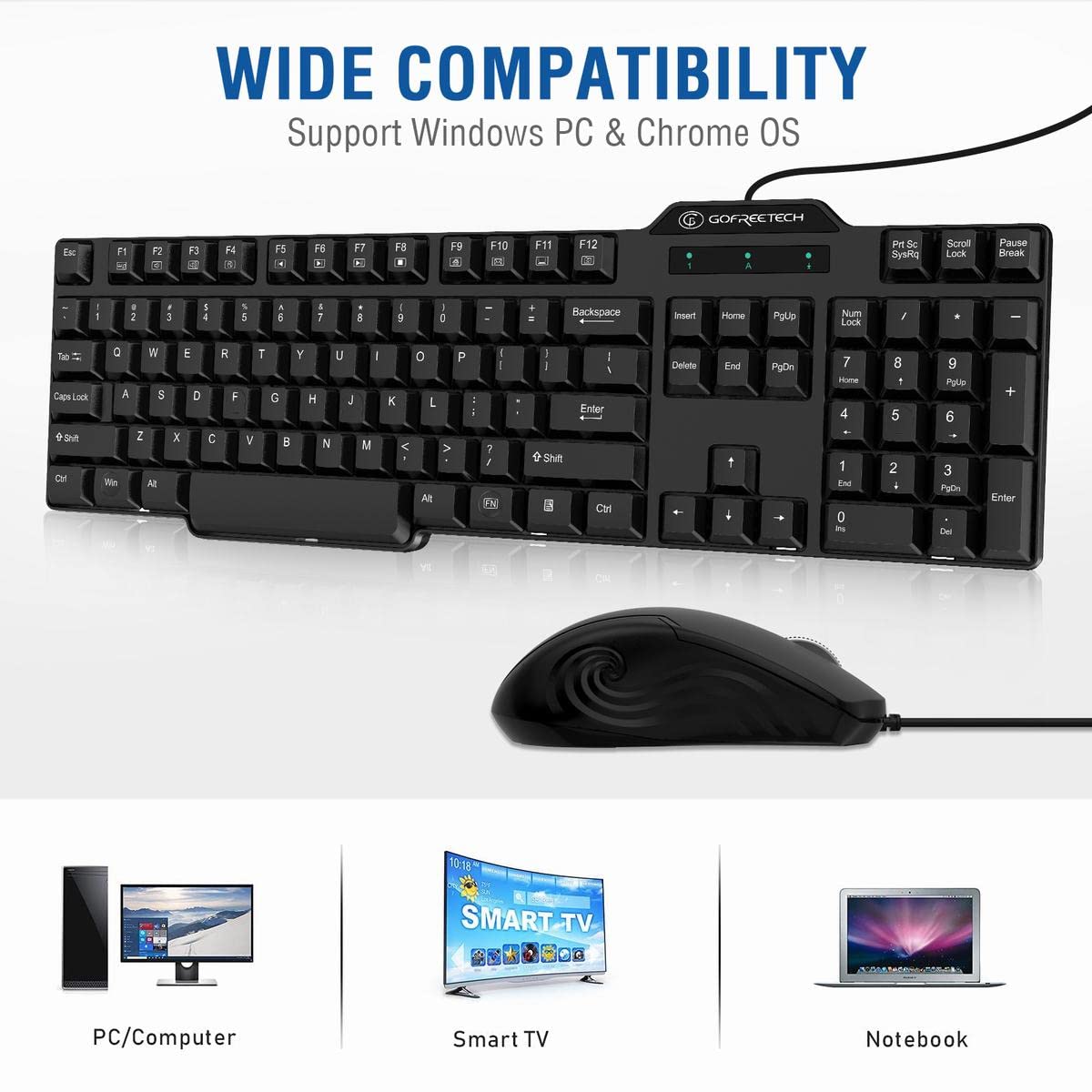 Mua Wired Keyboard and Mouse Combo, Gofreetech Full-Size Keyboard and ...