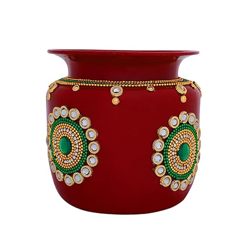 Decorative Kalash Lota Handpainted Steel Puja Kalash for Festival ...