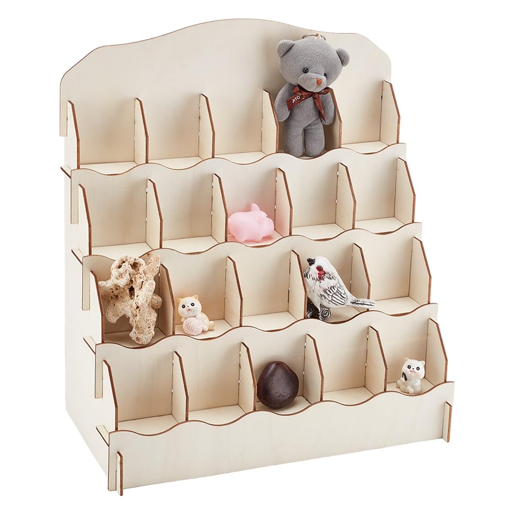 PH PandaHall 4 Tier Greeting Card Display Stand, Wooden Card Holder ...