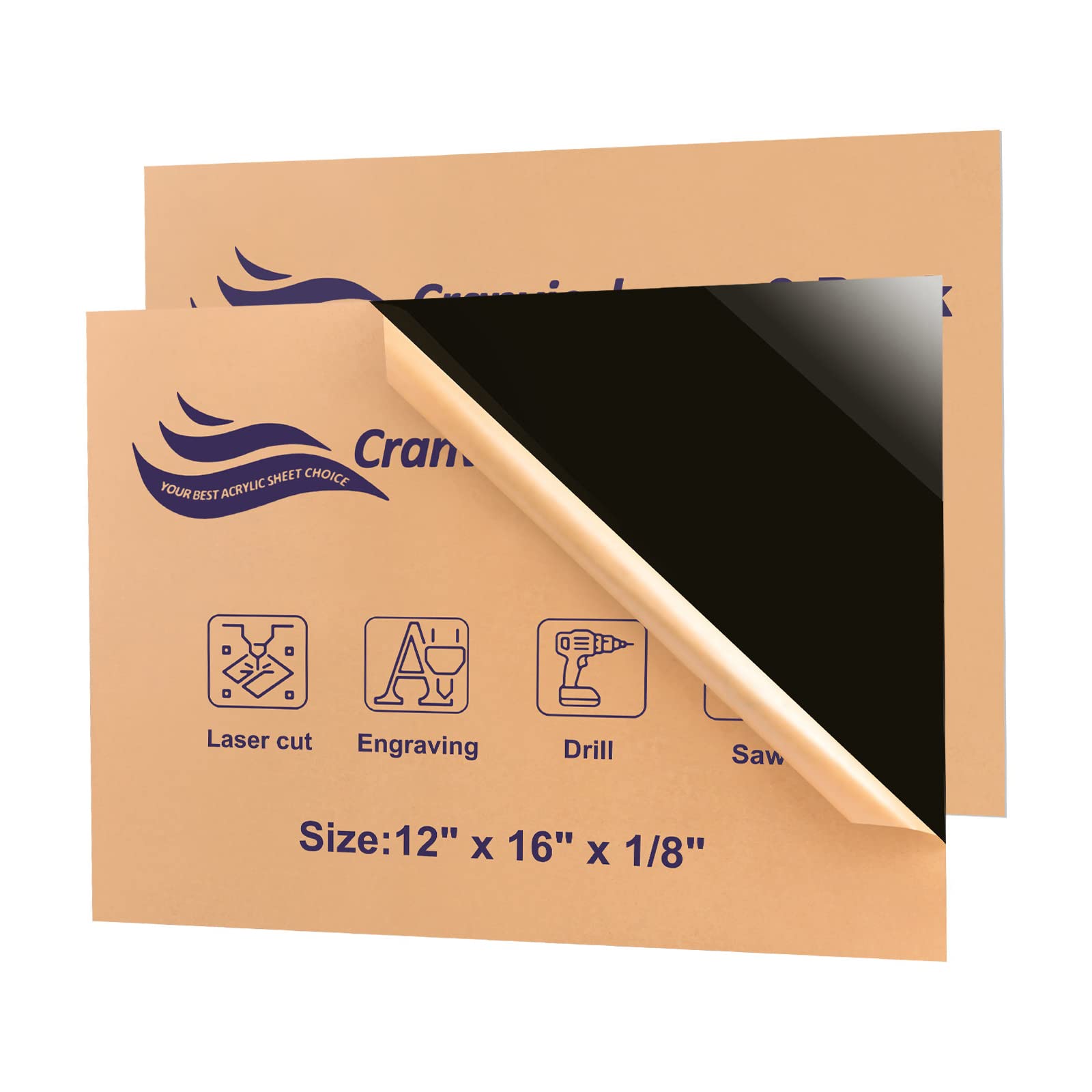 Mua Black Acrylic Sheet 12" x 16" x 1/8", 2 Pack Black Cast Plexiglass ...