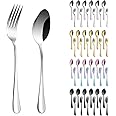 Amazon.com | 12 Pieces Spoons and Forks Set,Food Grade Stainless Steel ...