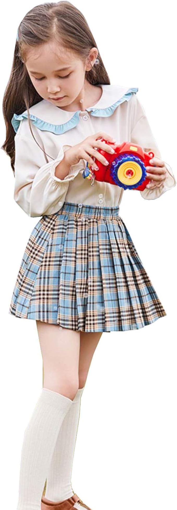 Toddler Kids Girls Pleated Skirt Stretch Waist Flared Casual Skater ...