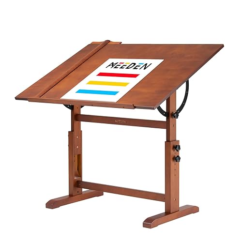 MEEDEN Extra Large Wood Drafting Table, Artist Drawing Table with Height Adjustable, Tilting ...