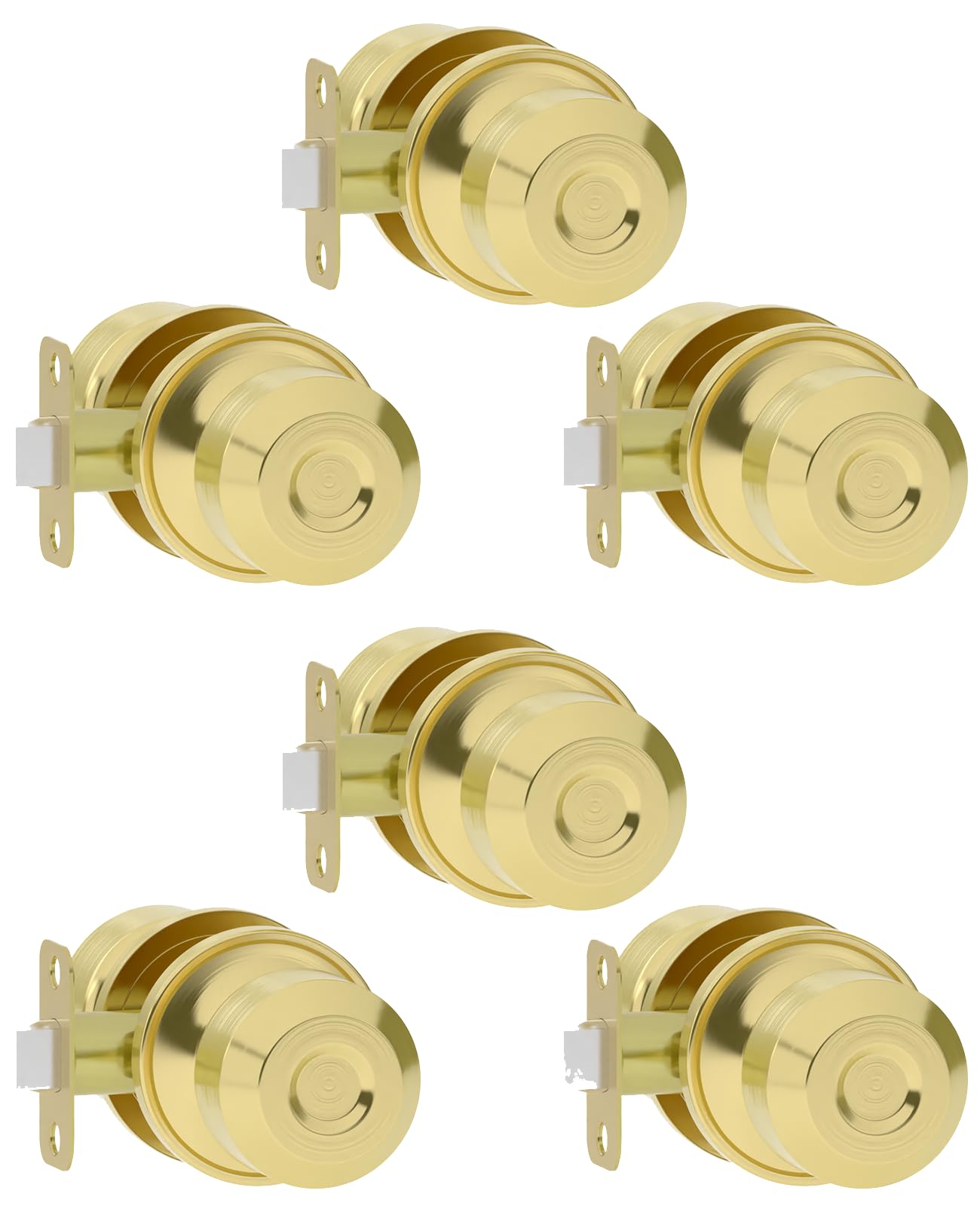 Asidrama 6 Pack Passage Brushed Gold Door Knobs, Gold Door Handles ...