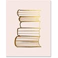 Amazon.com: DIGIBUDDHA Stack of Books Gold Foil Print Small Library ...