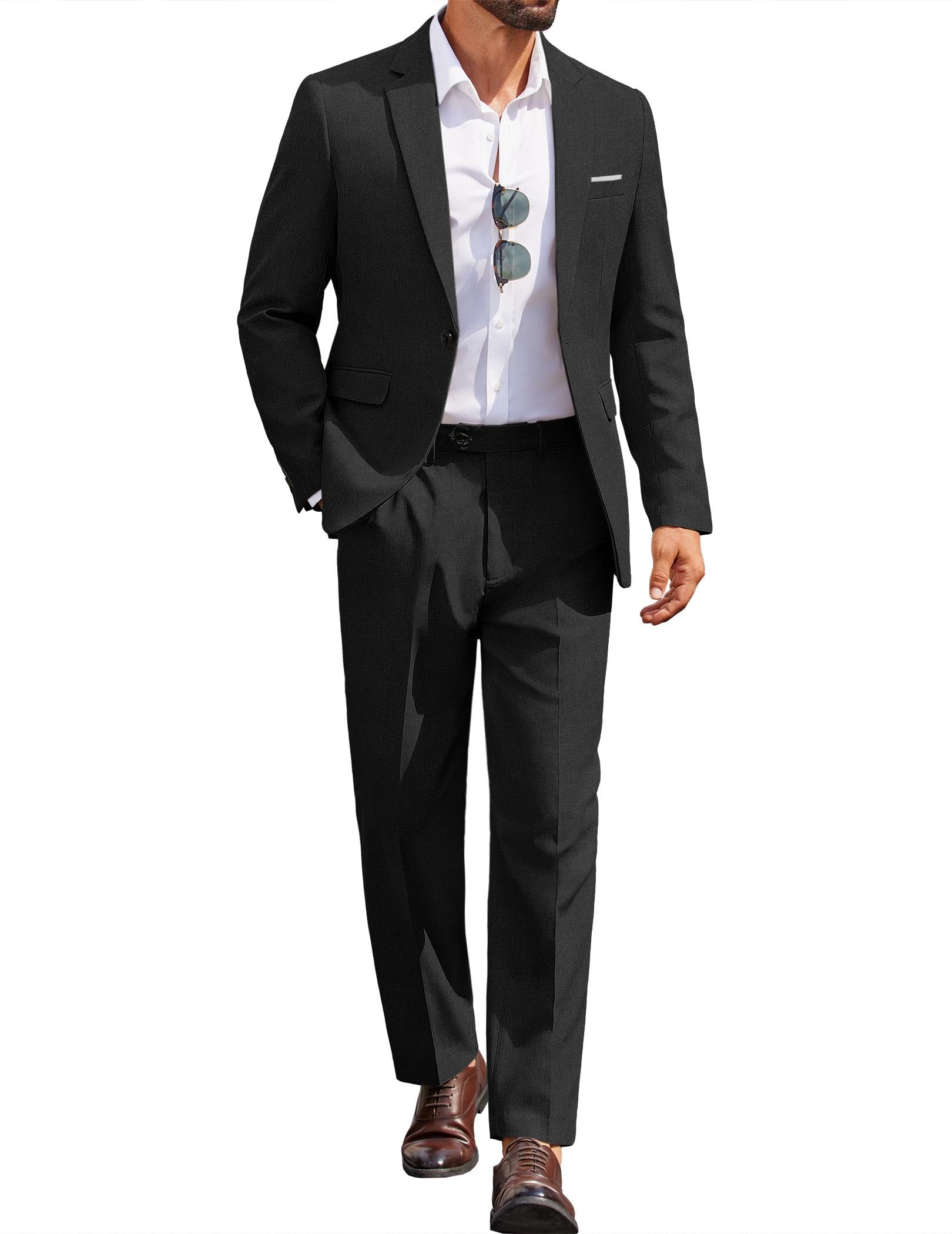 COOFANDY Men Suits Classic Fit 2 Piece Suit Set One Button Casual ...