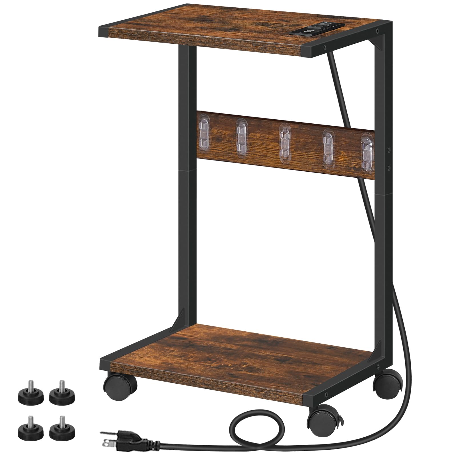 HOOBRO Computer Tower Stand, PC Stand with Charging Station, 2-Tier PC ...