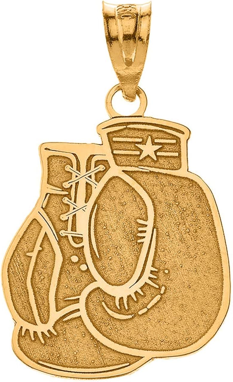 Amazon.com: Sports Charm Certified 14k Yellow Gold Personalized Boxing Gloves Pendant with Your ...