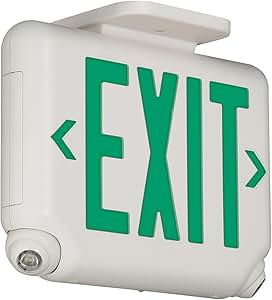 Dual-Lite EVCUGWDI LED Exit Sign & Emergency Light Combo, 1.7W Green ...