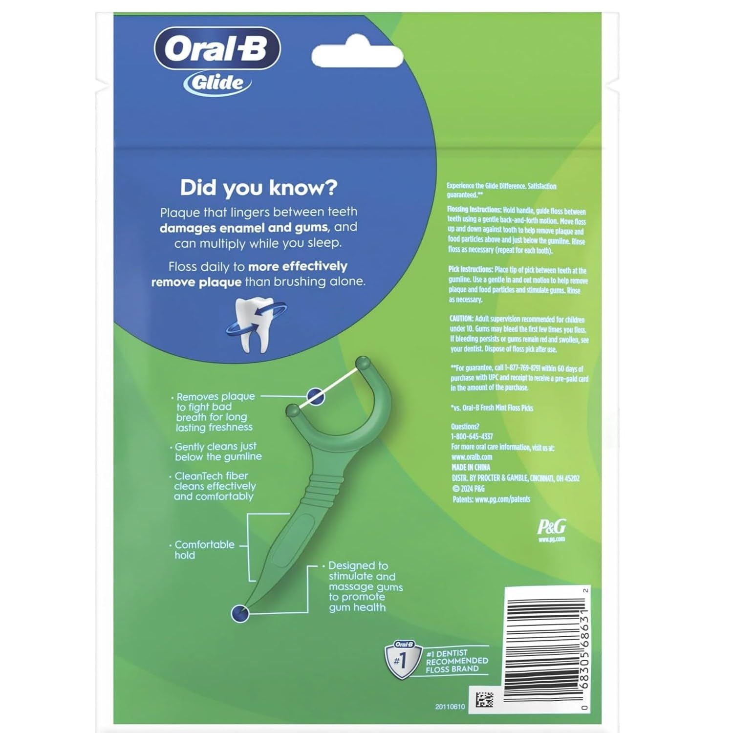 Oral-B Complete Glide Dental Floss Picks Plus Scope Outlast, Long ...