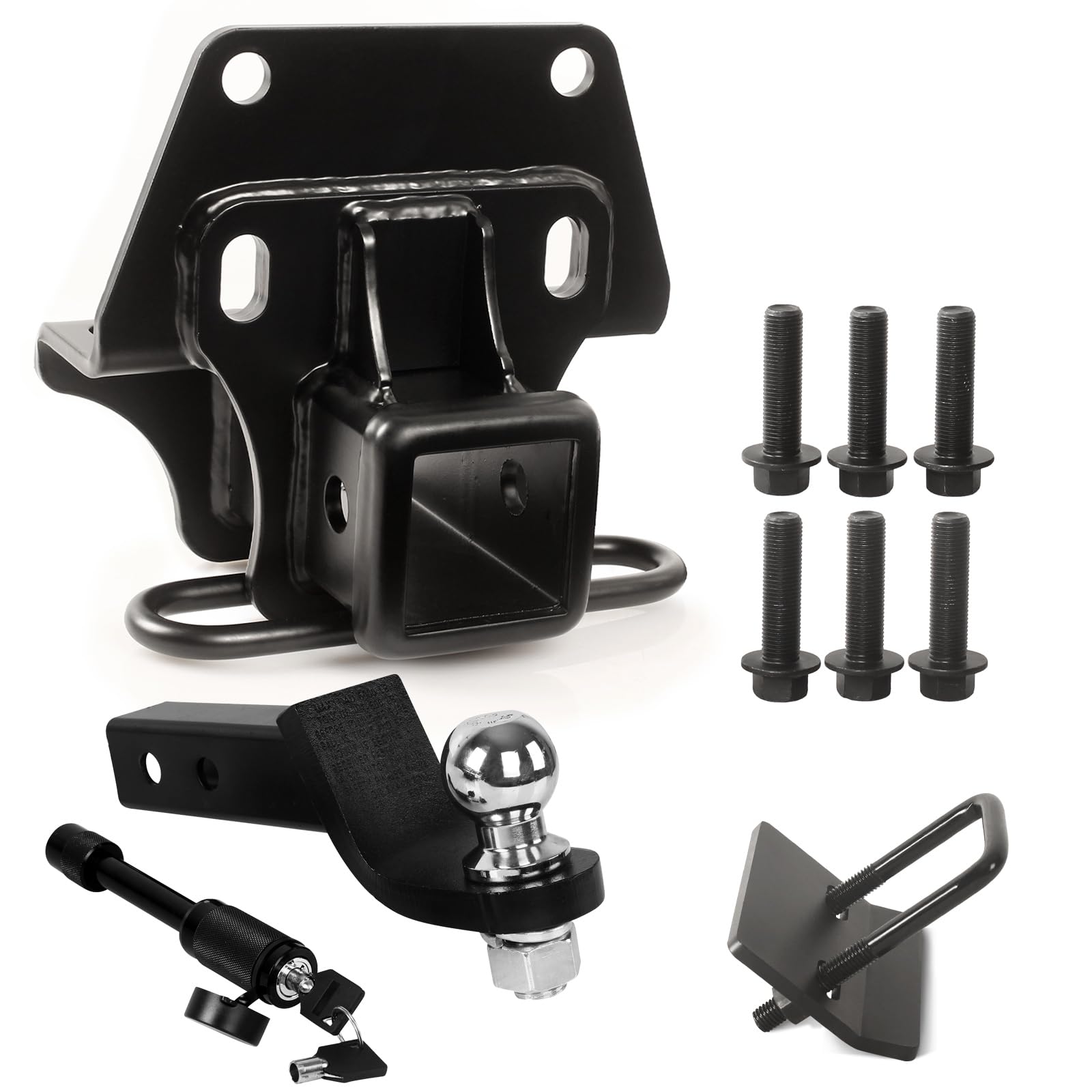 LIZARD GO Multi-Fit Rear Bumper Trailer Hitch Receiver with 2inch Ball ...