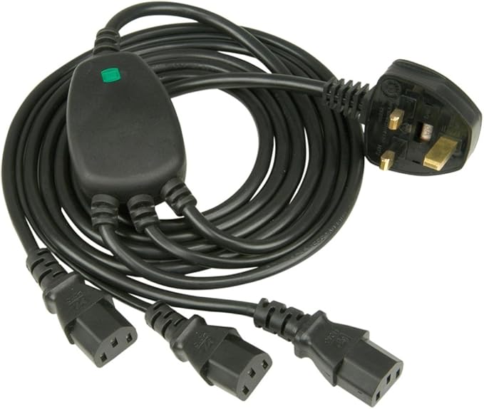 3-way IEC mains lead with surge protection: Amazon.co.uk: Electronics