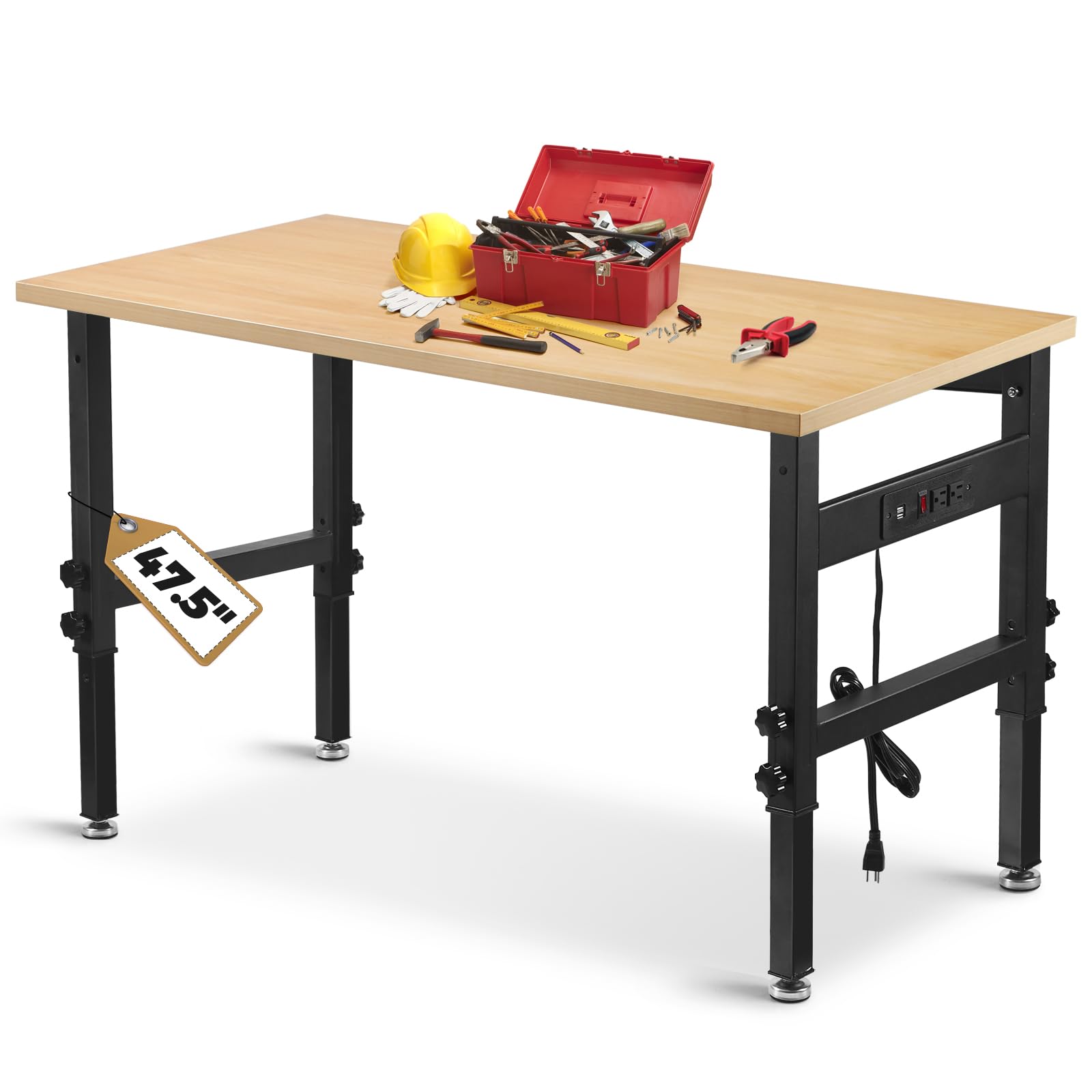 Mua 48" Adjustable Work Bench Garage Workbench with Power Outlets, 2200 ...