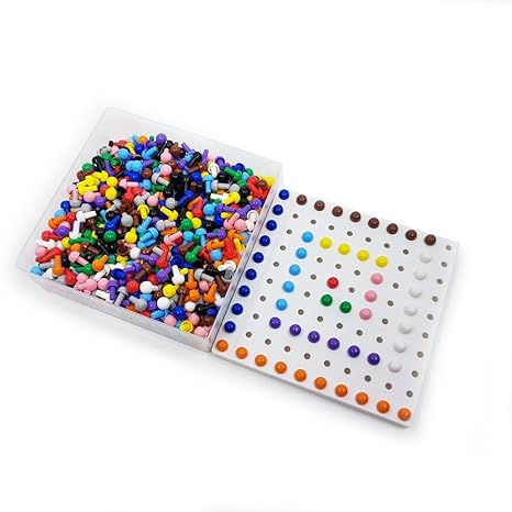 Peg Board with 1200 Small pegs (100 pegs of 12 Colors - Includes ...