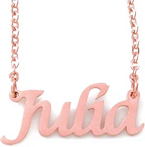 Amazon.com: Zacria Julia Name Necklace - 18ct Rose Gold Plated: Jewelry