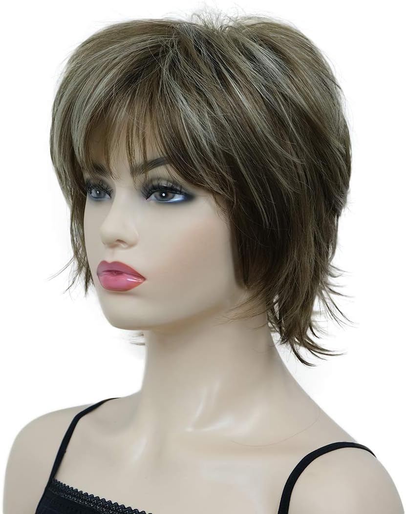 Lydell Short Layered Shaggy Full Synthetic Wig Wigs 12TT26 Brown ...