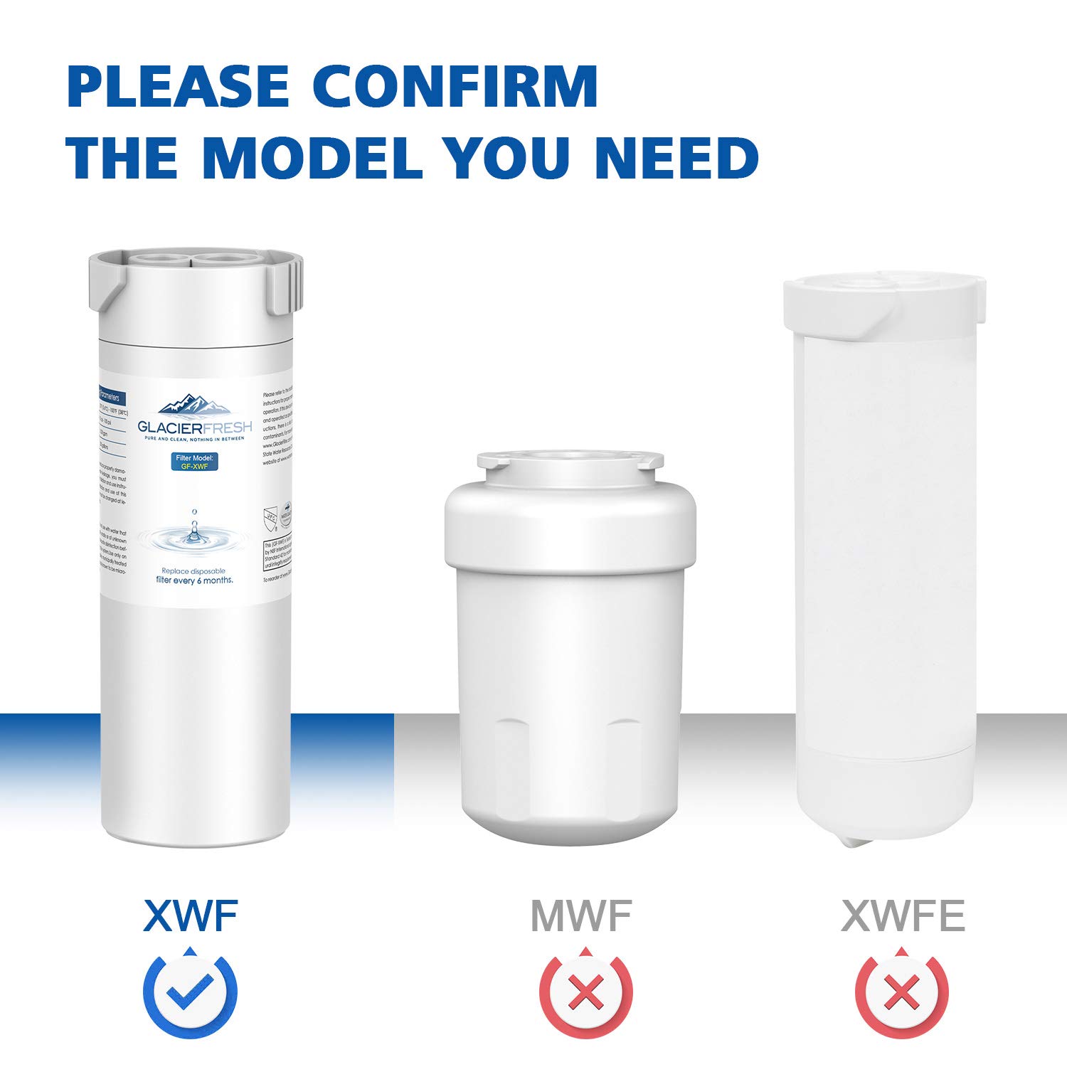 GLACIER FRESH XWF Replacement for GE XWF Refrigerator Water Filter Pack ...