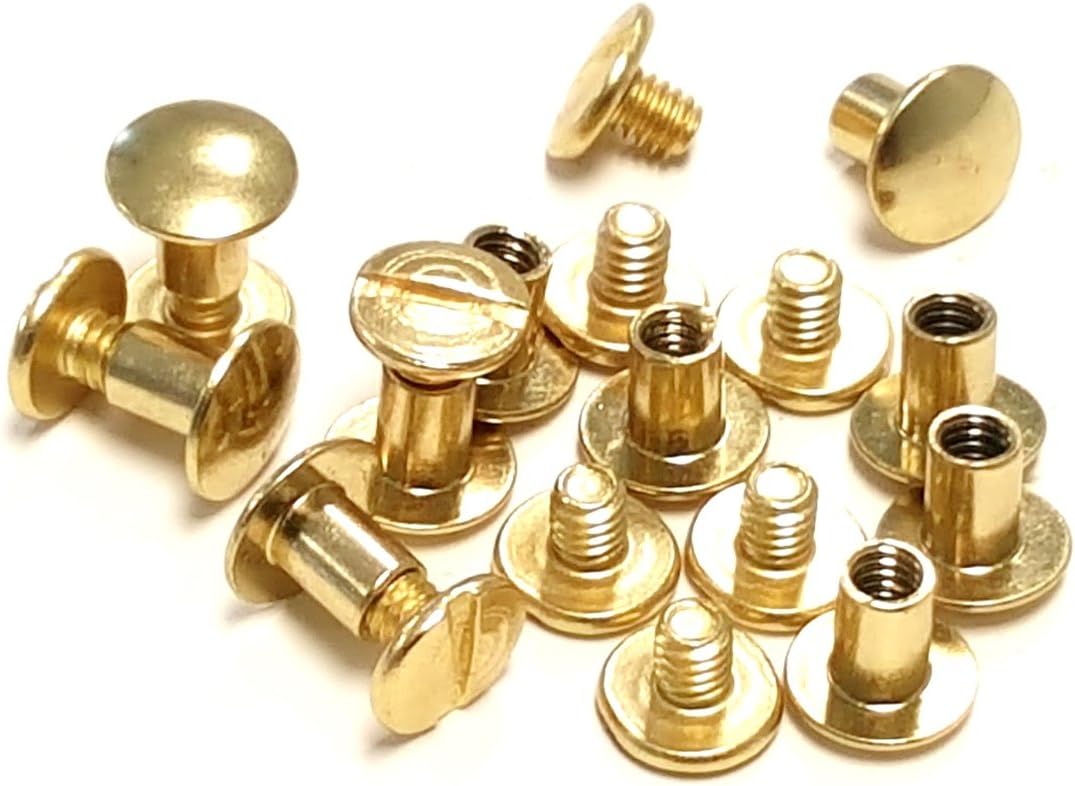 Amazon.com: 10 pack 3/8" Solid Brass Gold Chicago Screws Leather Repair ...