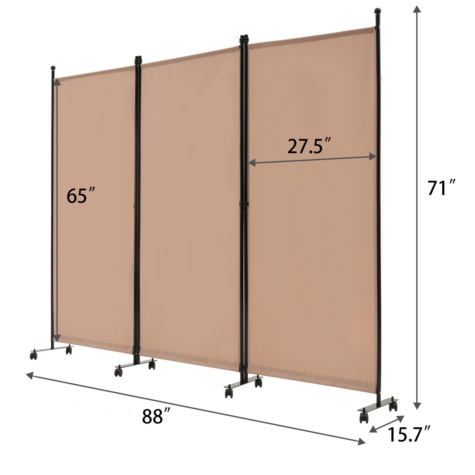Mua Spurgehom 3 Panel Rolling Room Divider, Folding Partition Privacy ...