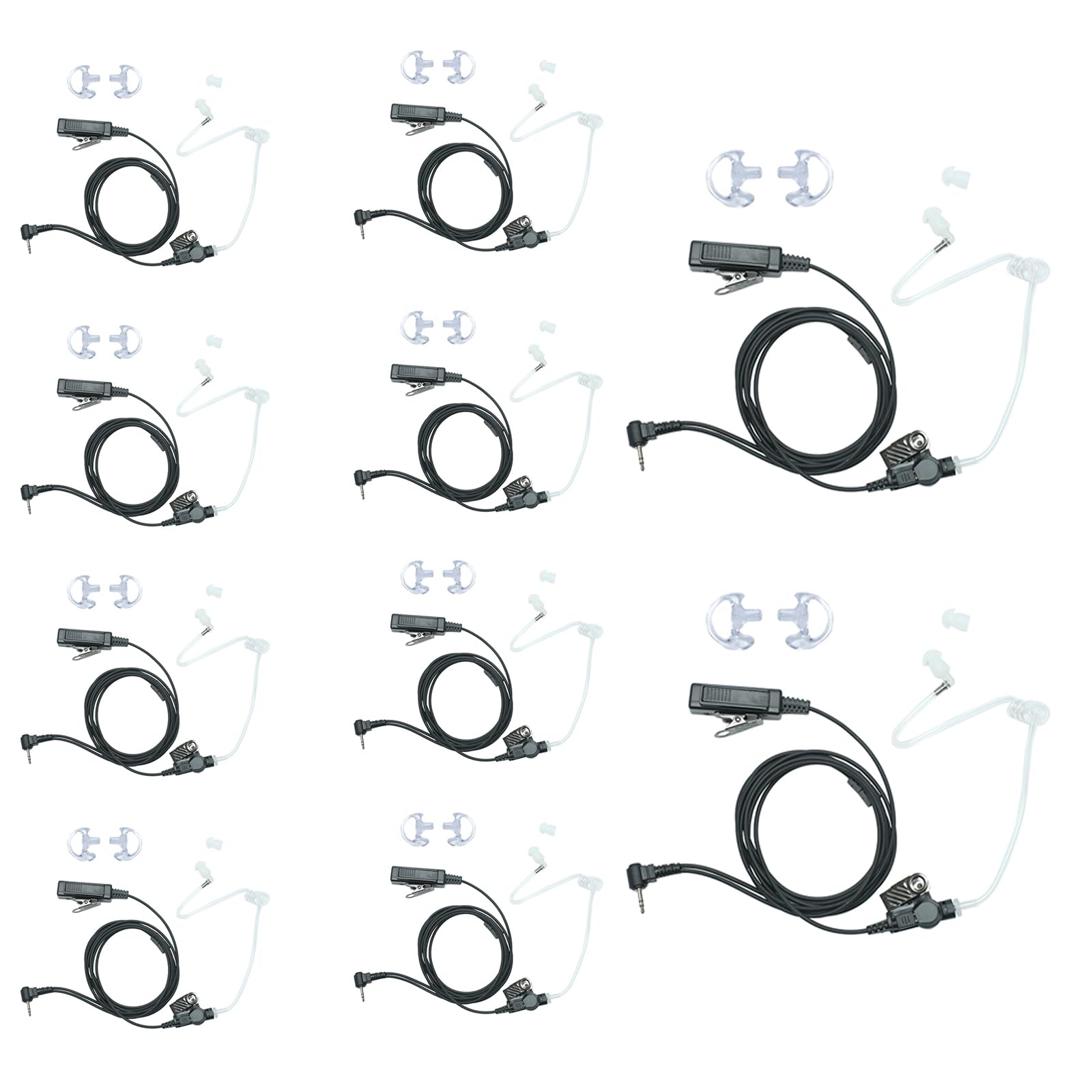 BVMAG 10 Pack Acoustic Tube Earpiece Headset with Mic PTT Compatible ...