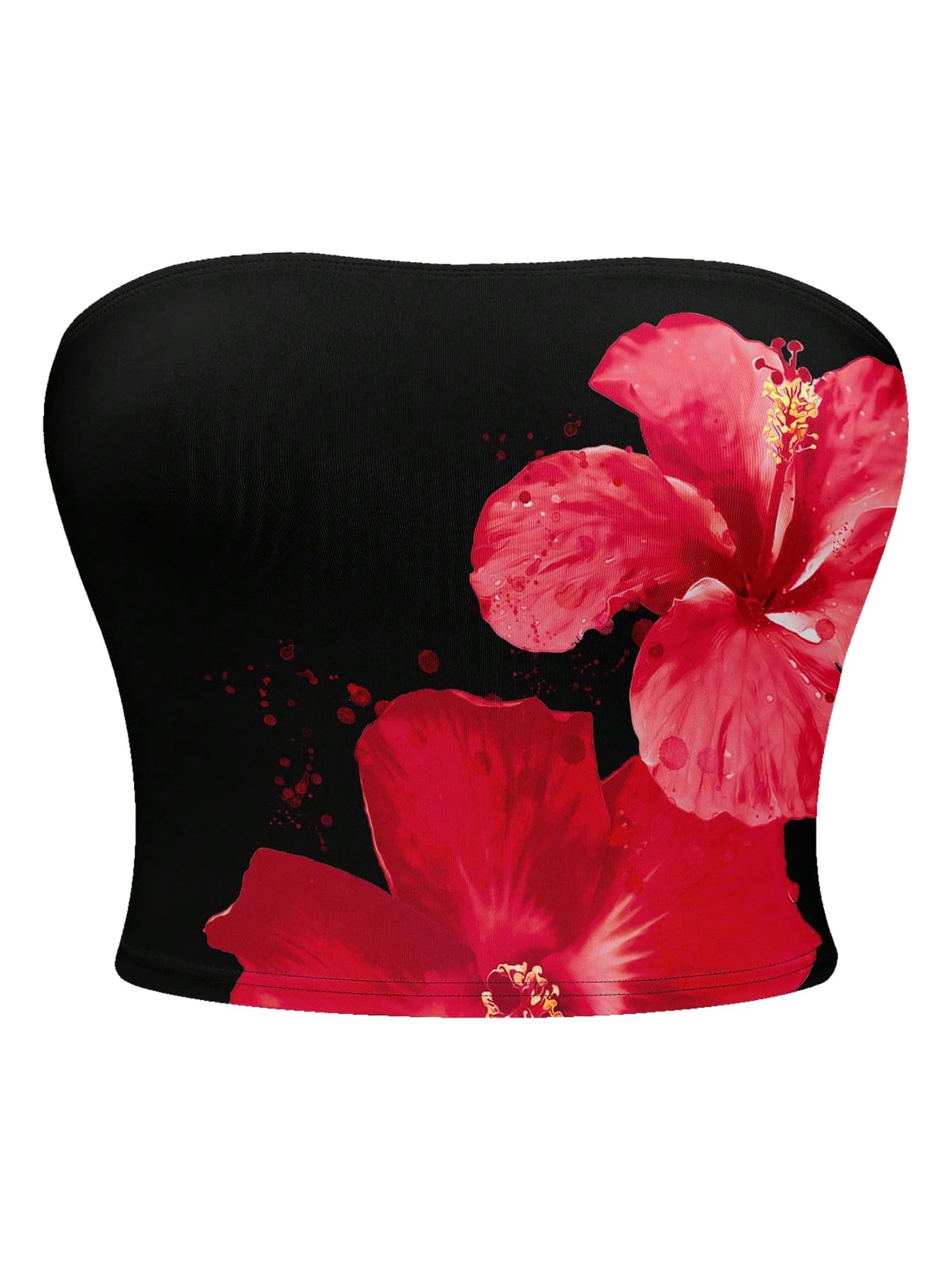 SOLY HUX Women's Plus Size Y2k Tube Top Floral Print Strapless ...