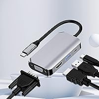 Autbye Adaptador USB C a HDMI y VGA, 4 en 1 USB 3.0 Hub con 4K HDMI, Tipo-c a HDMI/VGA/USB / 60W ...