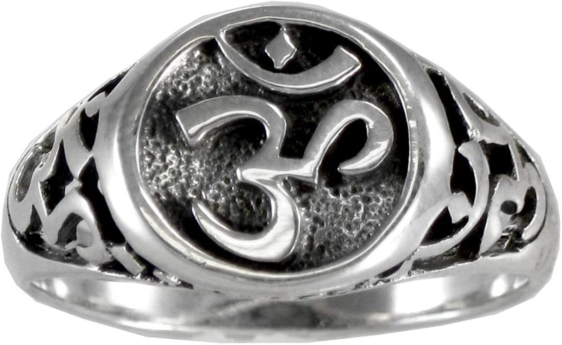 Large Sterling Silver Aum Om Hindu Ring (sz 4-15) sz 15: Amazon.co.uk ...