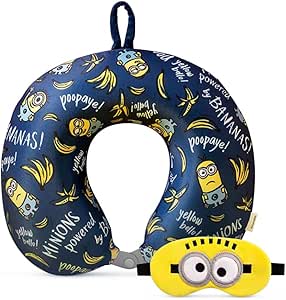 Amazon.com: MINISO Travel Pillow Neck Pillow with Eye Mask, Minions ...