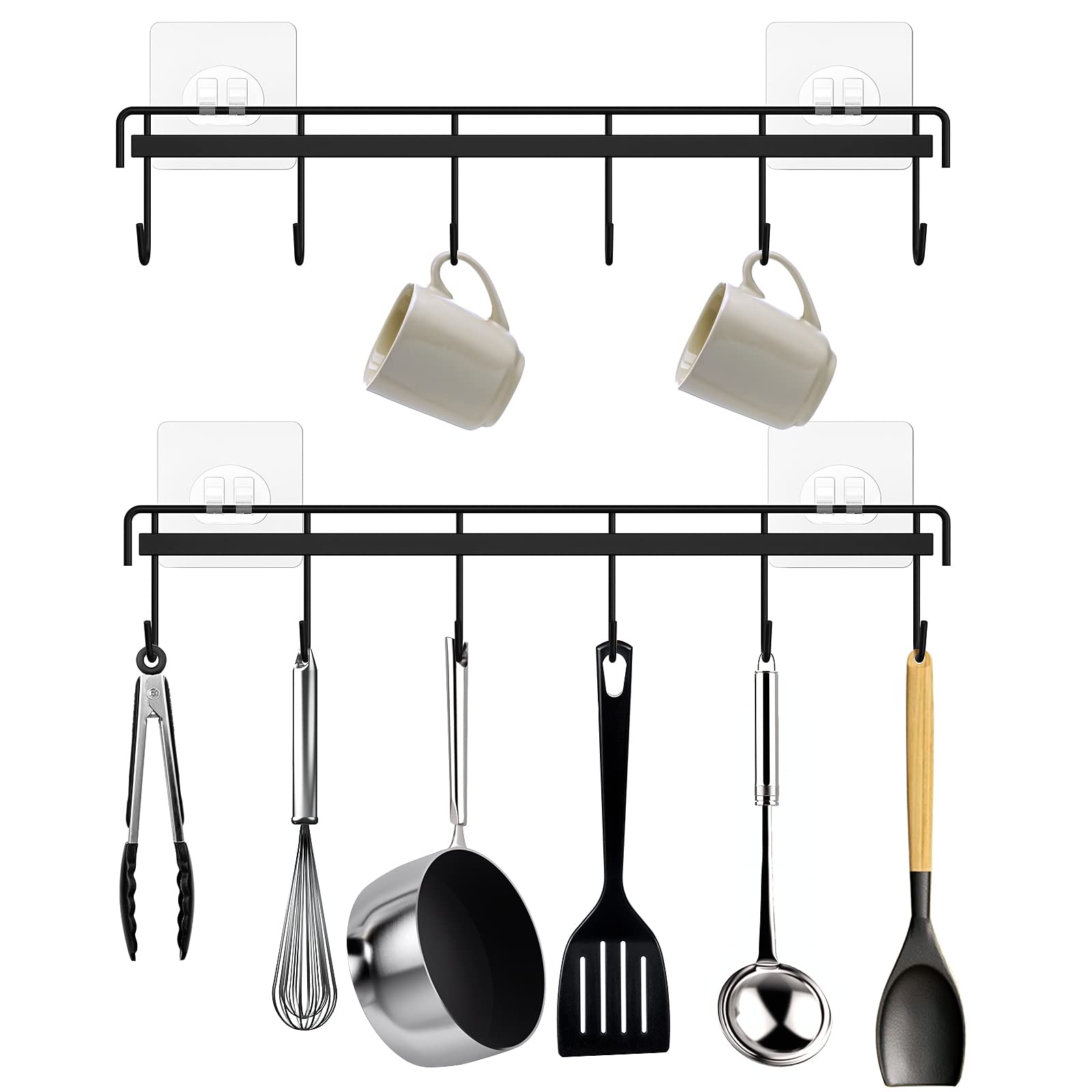 HOMEBROS Kitchen Utensil Hanger, Adhesive Utensil Holder Wall Mount ...