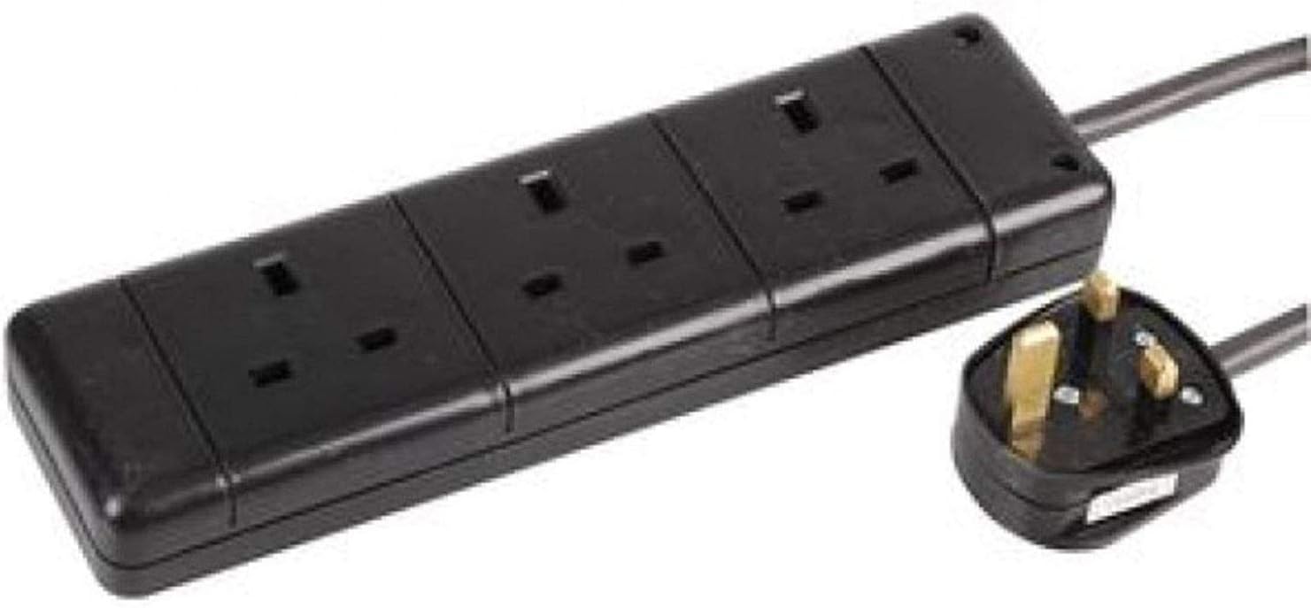 3 Gang Plug Extension Lead 1m Power Strip | 3 Socket: Amazon.co.uk ...