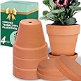 Amazon.com: vensovo 6 Inch Clay Pot for Plant with Saucer - 4 Pack ...
