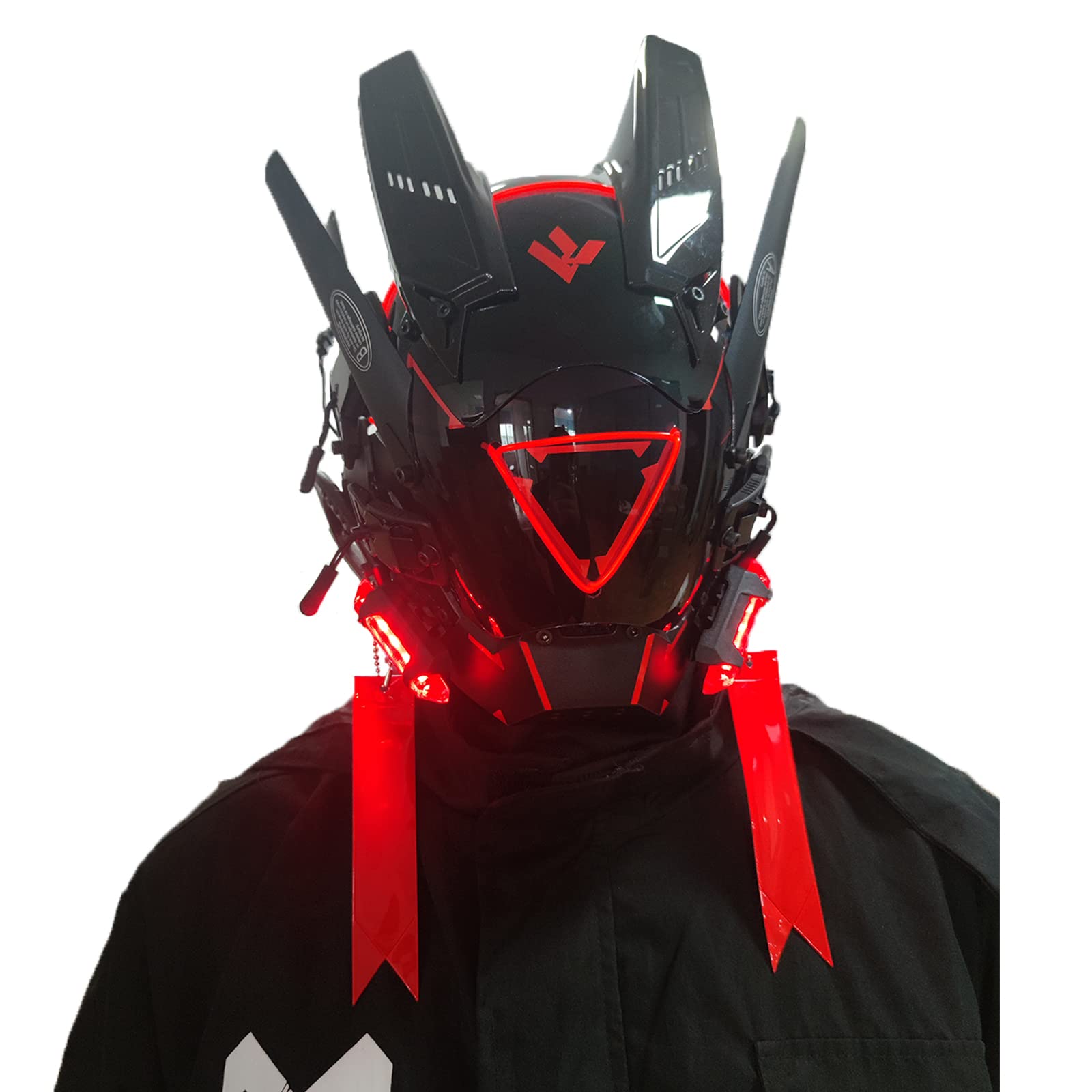 Mua Punk Mask Helmet, LED Light Futuristic Techwear Mask,Sci-Fi Black Full-Face Cyber Mask ...