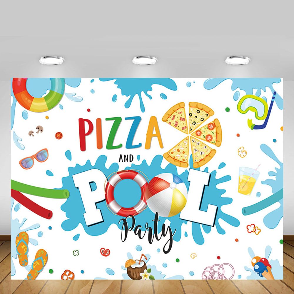 MEHOFOND Pizza and Pool Party Photography Background, Boy Pool Birthday ...