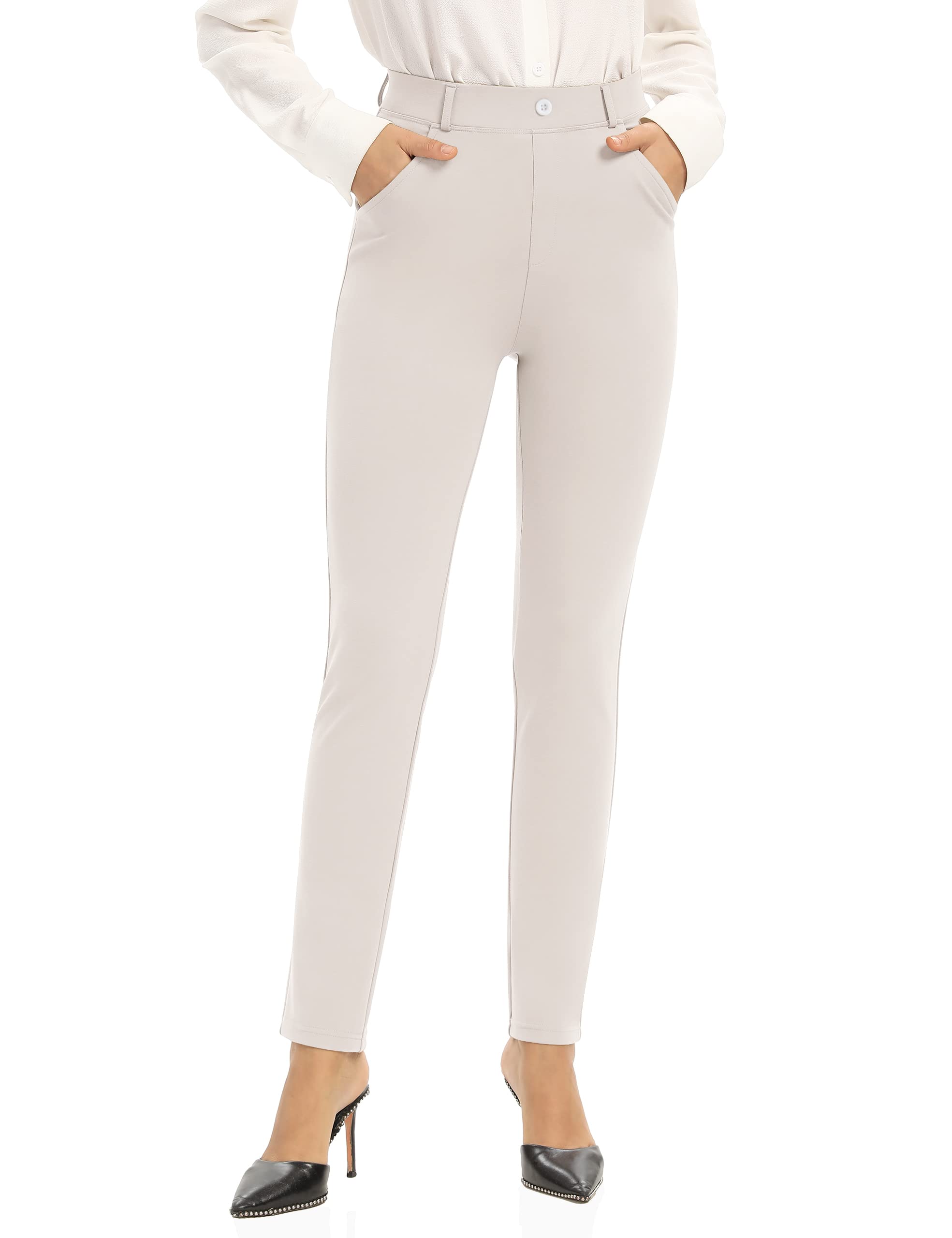 UUE Dress Pants for Women Business Casual Stretch Skinny Leg, Pull On ...