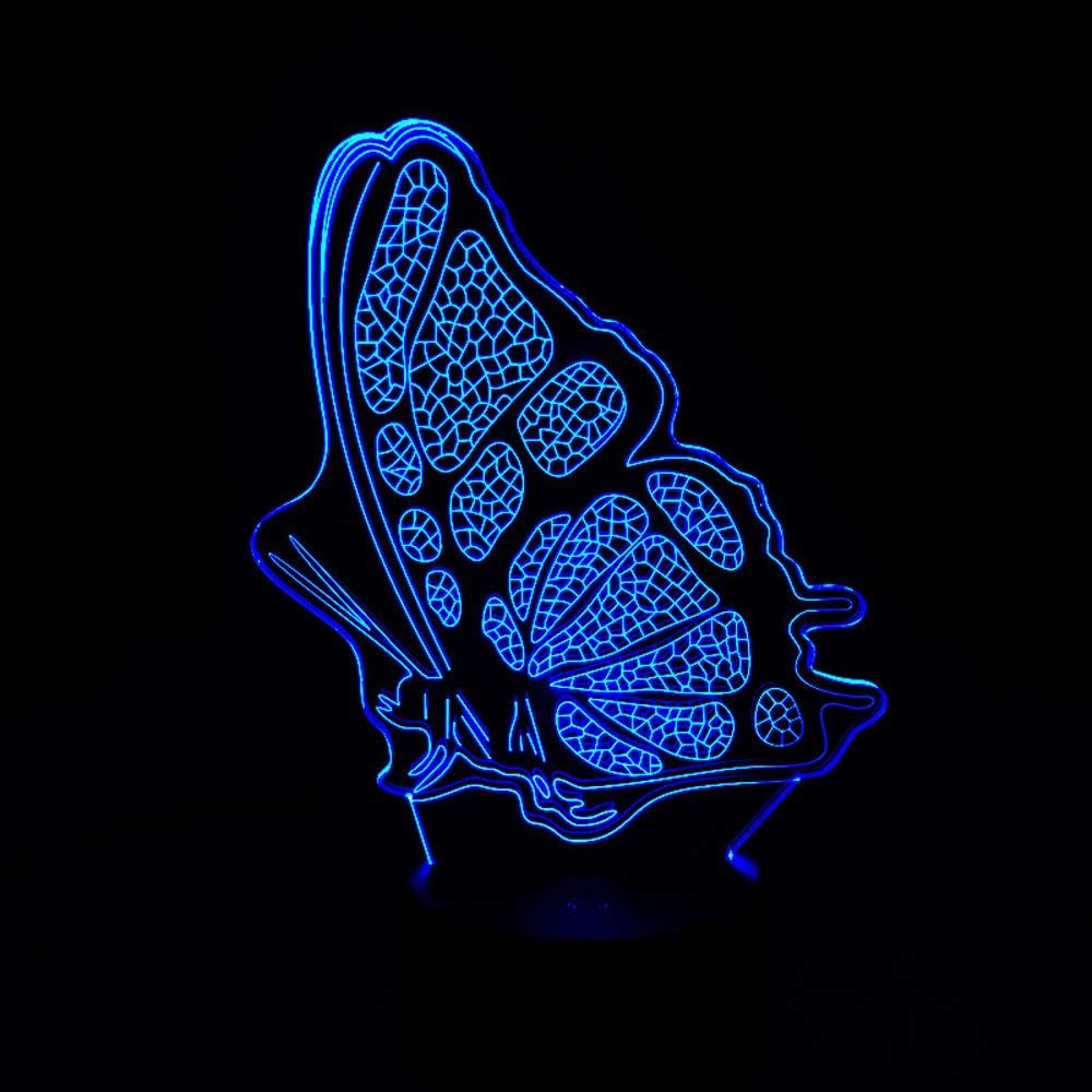 ERBEIOU Hermosa mariposa 3D LED Luz de noche Ilusión óptica Lámpara de ...