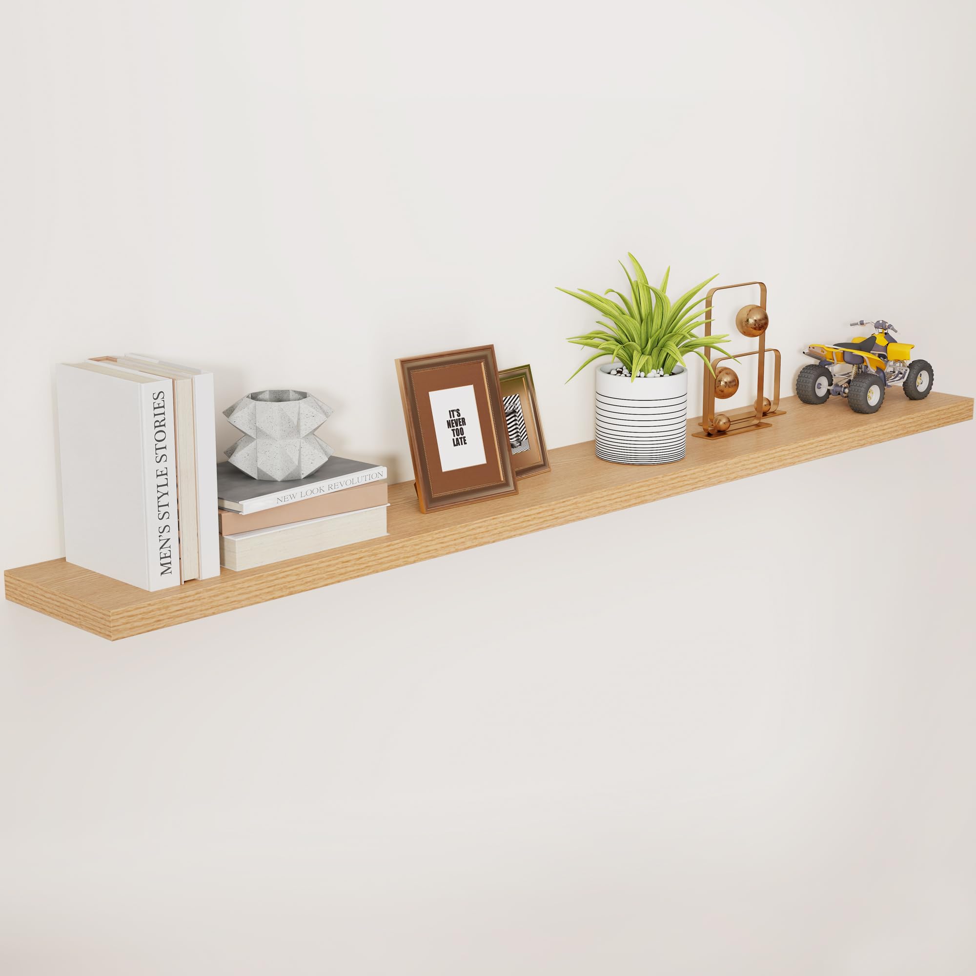Oak Floating Shelves 72 Inch Long, 9.3" Deep Shelves Wall Mounted, 72 ...