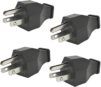 (4-PACK) Straight Blade Plug, 15 Amp 120-125 Volt, 2Pole 3Wire, Plug ...
